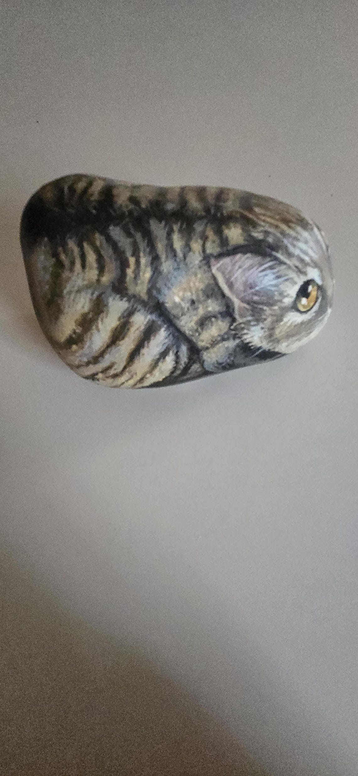 Junior the 3D Brown Tabby Cat Rock - Painted With Acrylics - One of a ...