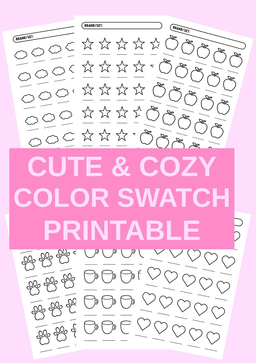 Printable Coloring Swatch Charts | Cute & Cozy Desings | 6 Pages | A4 ...