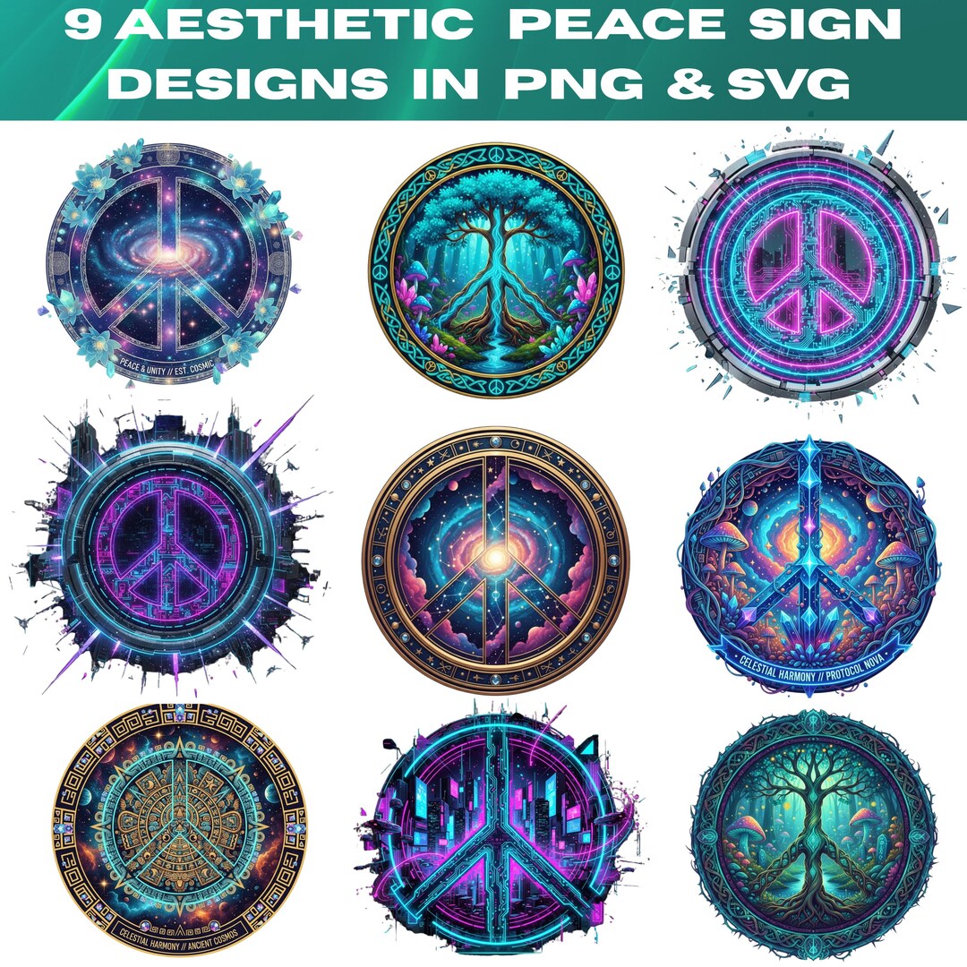 Peace Sign Bundle SVG & PNG | Hippie Symbol Digital Download for Cricut ...