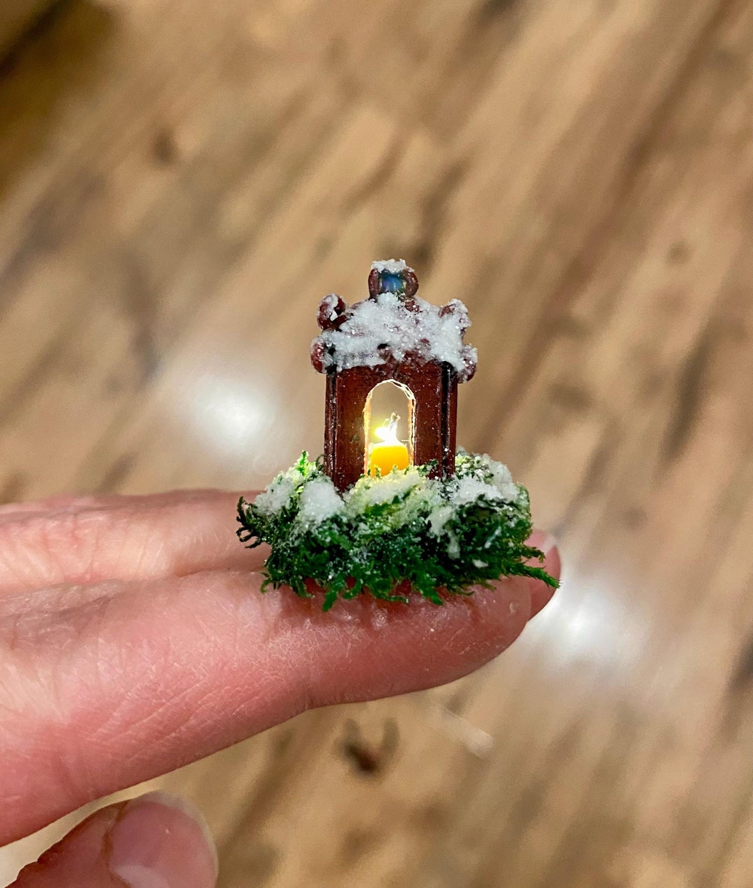 1:12 Scale Winter Lantern With Realistic Flickering Candle, Miniature ...