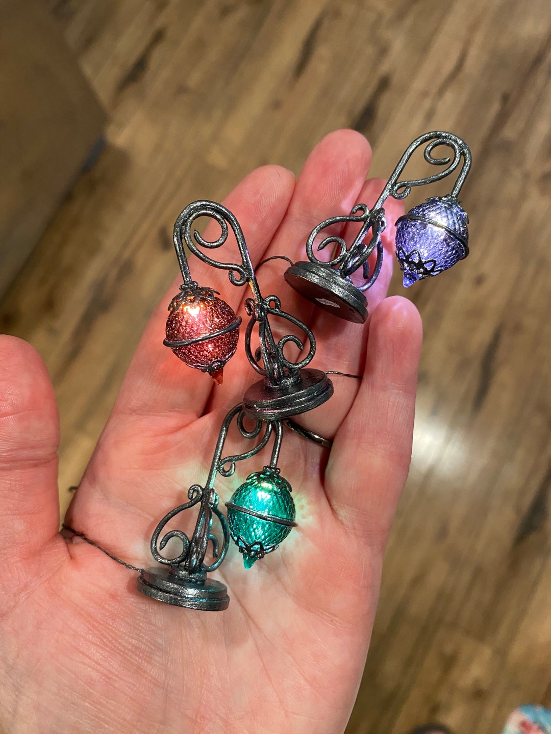 Miniature Sphere Lamp, 3 Different Colors All With Pewter Color Wire ...