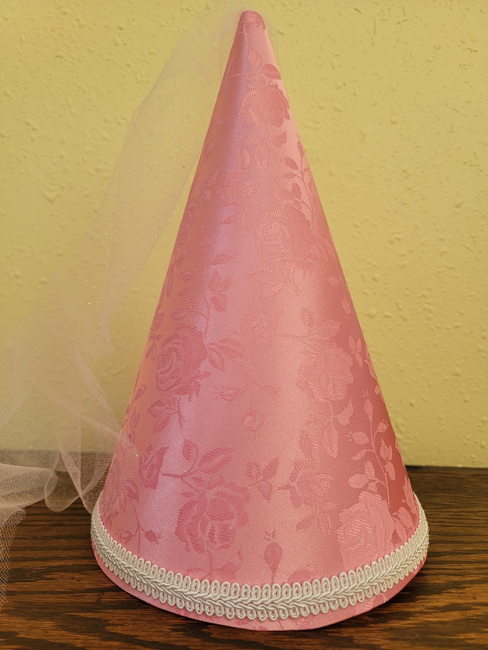 Pink Satin Brocade Princess Medieval Cone Hat, Henin, Headpiece ...