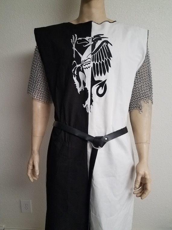 Black & White Mens Medieval Knight Surcoat With Rampant | Etsy