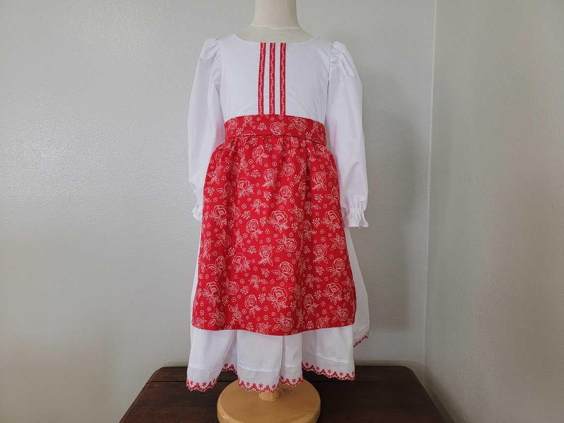 Girls Croatian National Folk Costume Dress, White and Red, Croatia ...