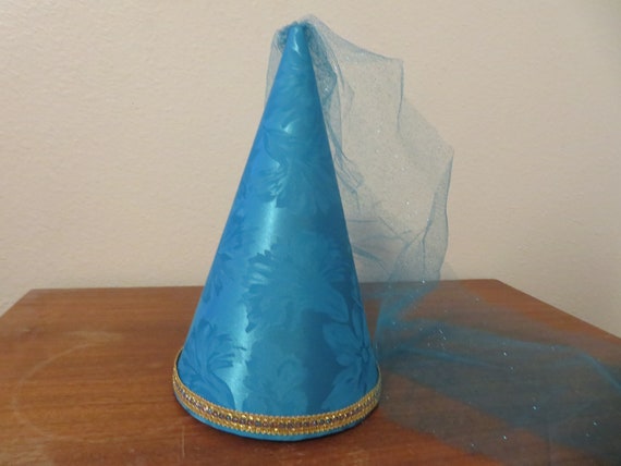 Teal Blue Deluxe Brocade Princess Cone Hat Medieval - Etsy