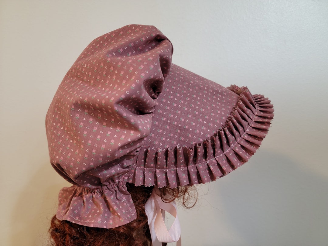 Pioneer Trek Bonnet. Prairie, Ruffled Victorian Civil War Sunbonnet ...