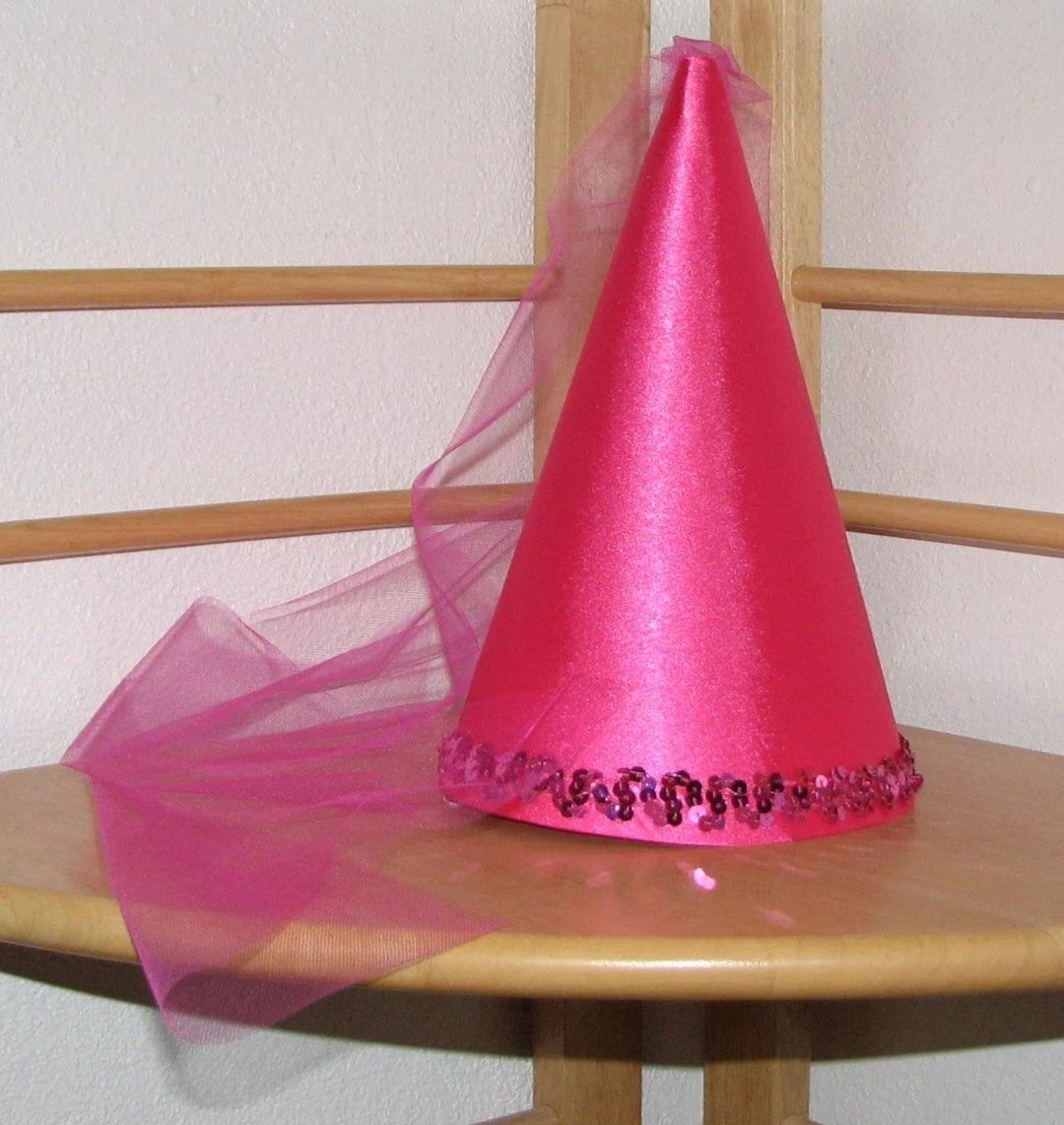 Bright Pink, Fushia Satin Princess Damsel Medieval Cone Hat ...