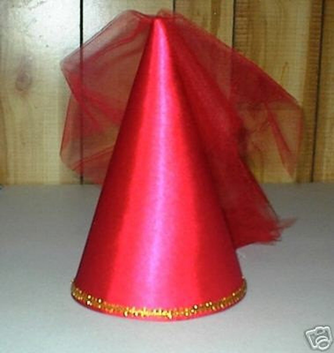Red Satin Princess Cone Hat, Damsel, Medieval Headwear, Renaissance Hat ...