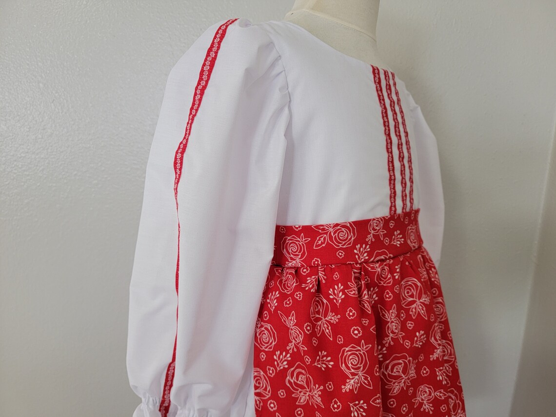 Girls Croatian National Folk Costume Dress, White and Red, Croatia ...