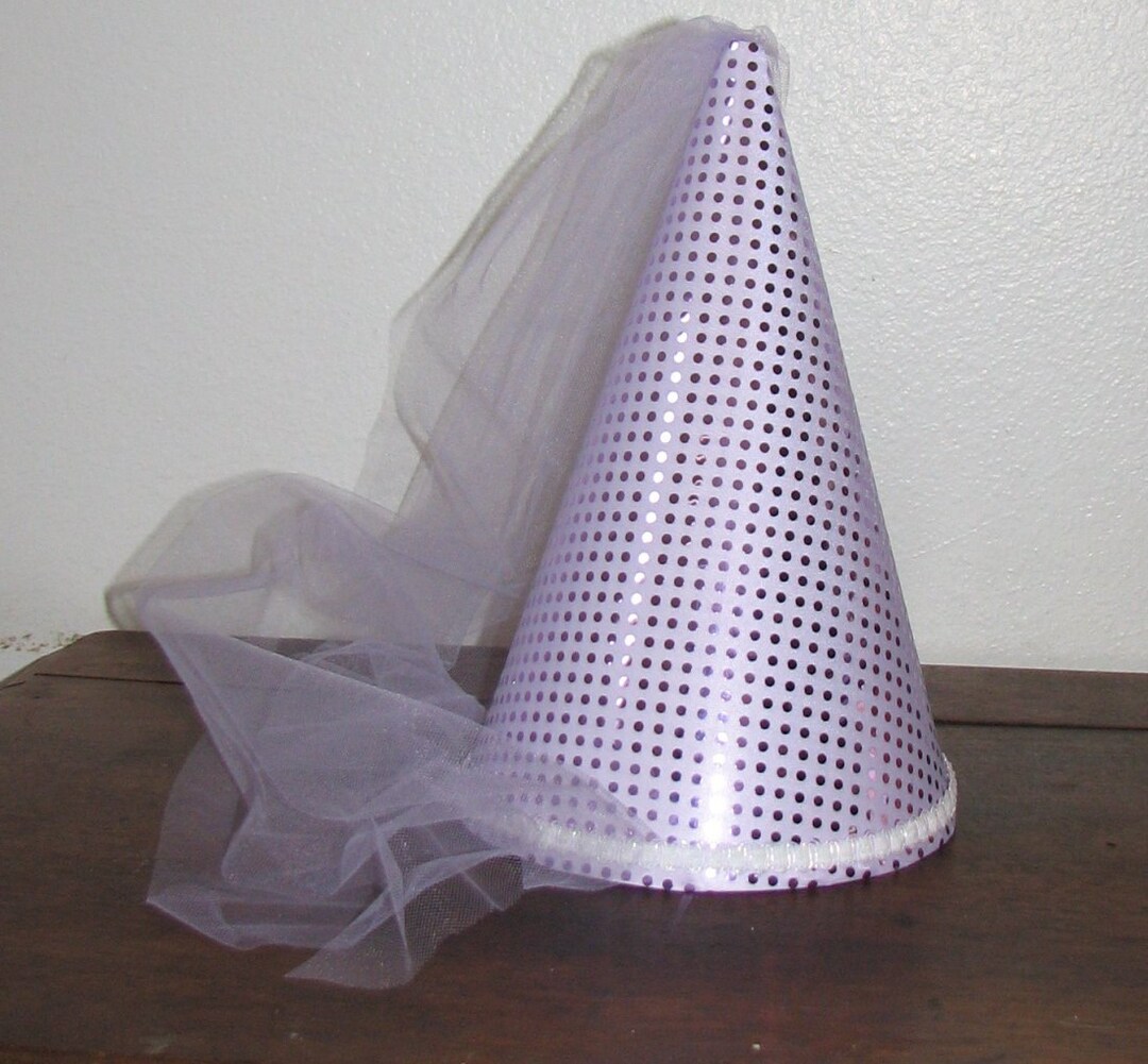 Lavender Sequin Princess Cone Hat, Damsel, Medieval Headwear ...