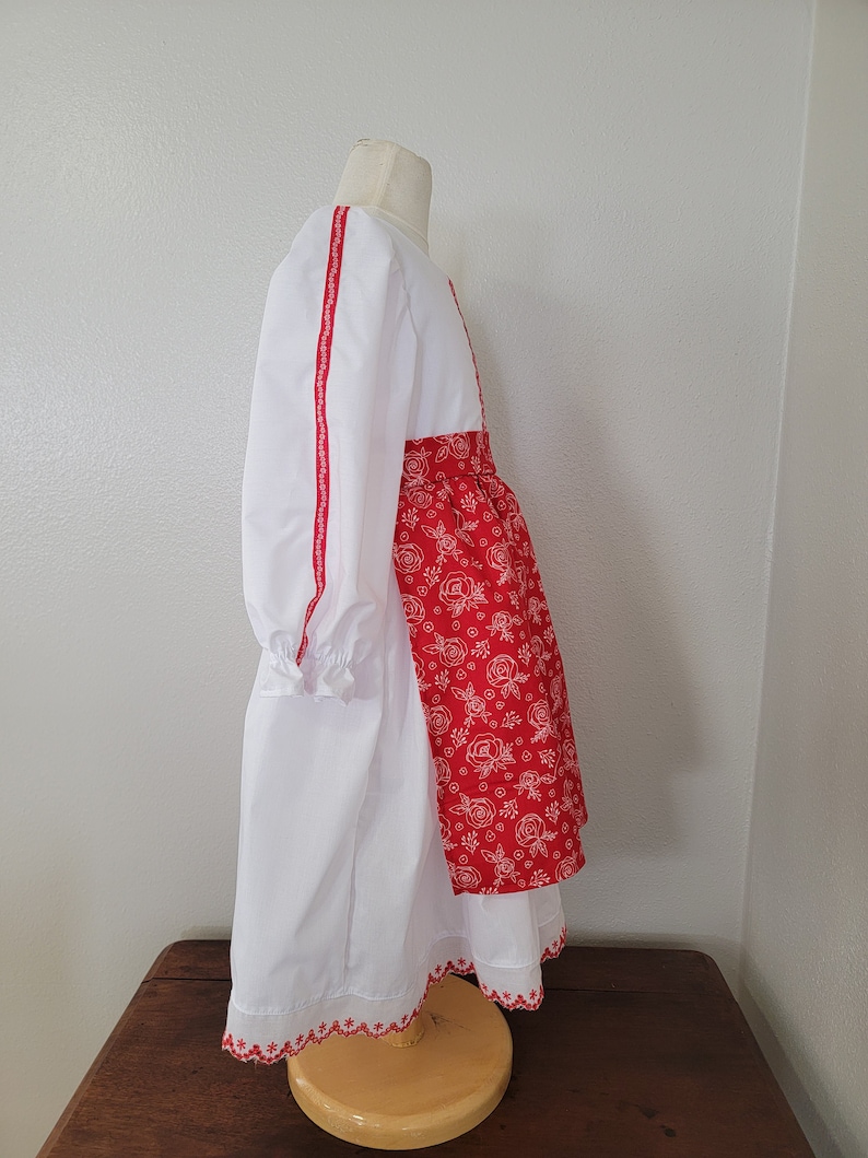 Girls Croatian National Folk Costume Dress, White and Red, Croatia ...