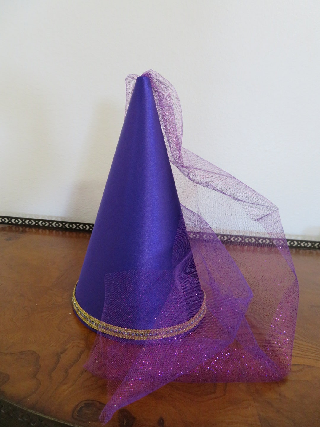 Purple Satin Princess Damsel Medieval Cone Hat, Conehat, Renaissance ...