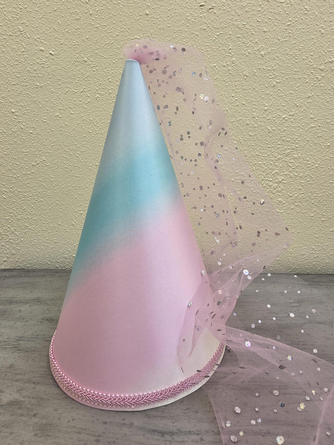 Rainbow Satin Princess Medieval Cone Hat, Glitter Tulle, Renaissance ...
