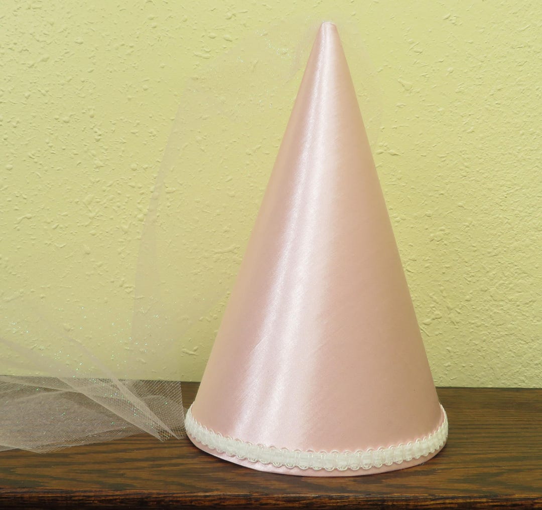 Light Pink Satin Princess Damsel Medieval Cone Hat, Renaissance ...