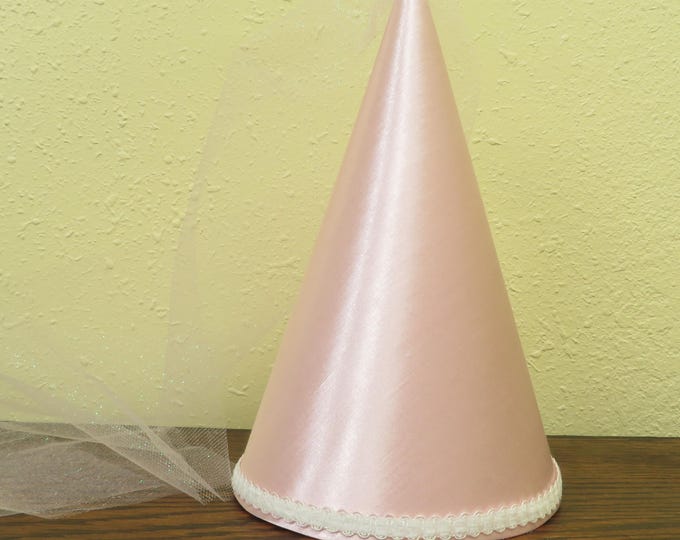 Light Pink Satin Princess Damsel Medieval Cone Hat, Renaissance ...