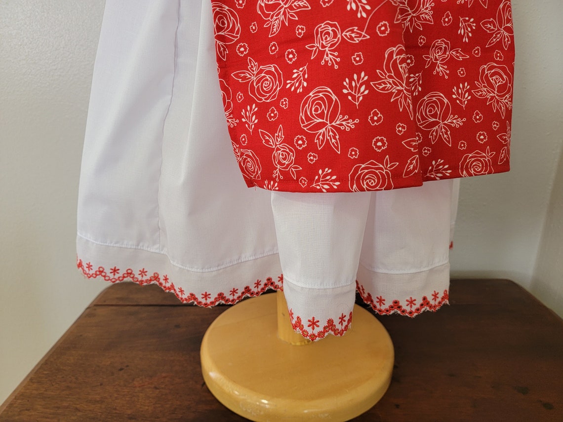 Girls Croatian National Folk Costume Dress, White and Red, Croatia ...