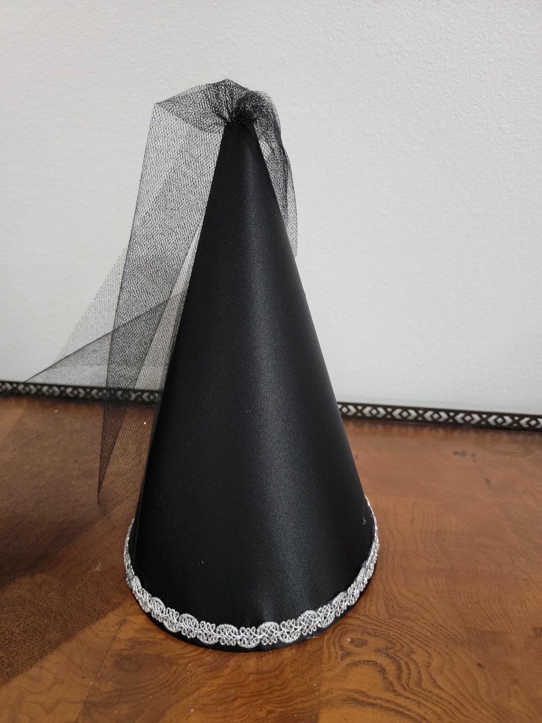 Black Satin Medieval Princess Cone Hat, Henin, Damsel, Renaissance Head ...