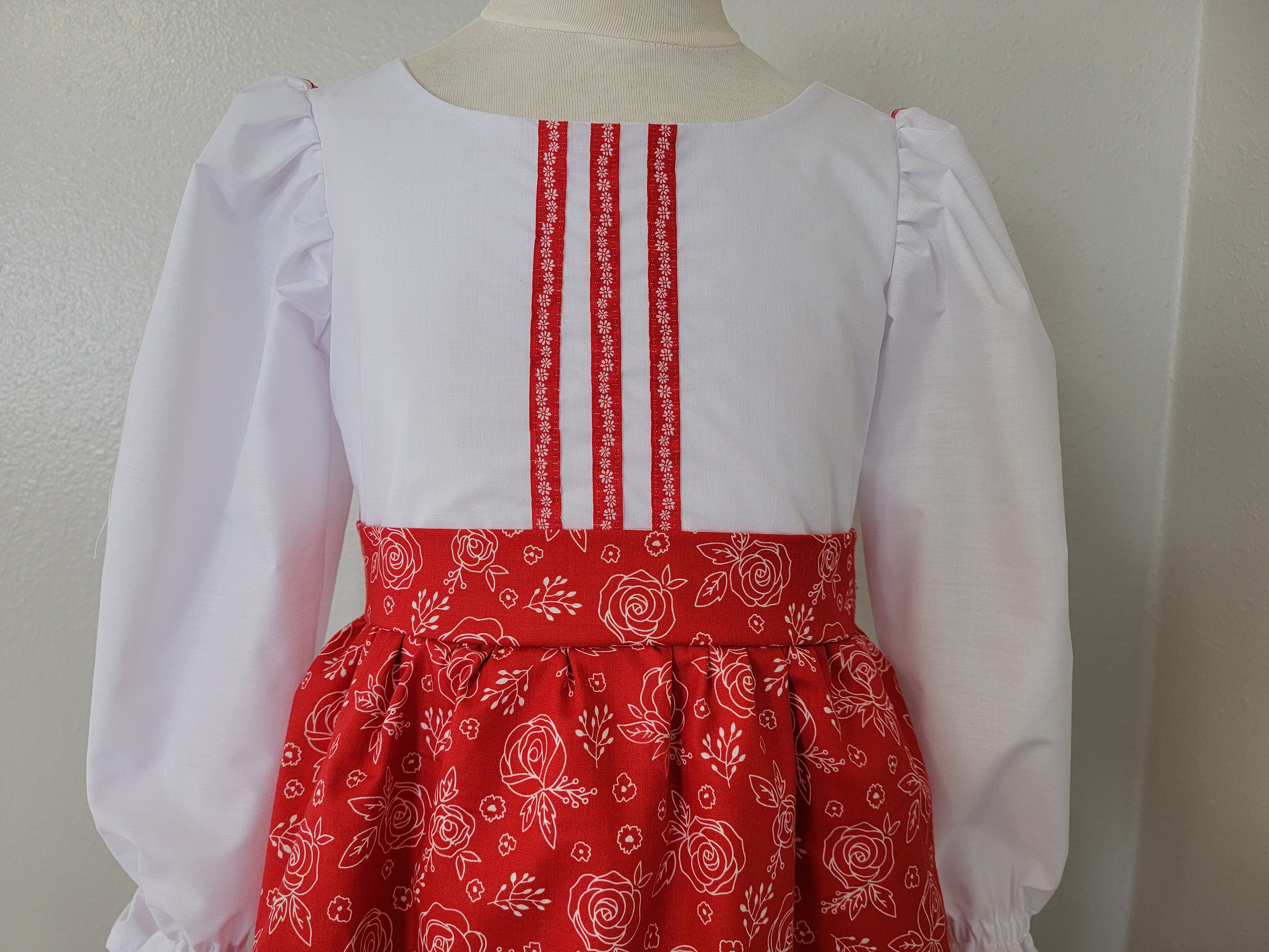 Girls Croatian National Folk Costume Dress, White and Red, Croatia ...