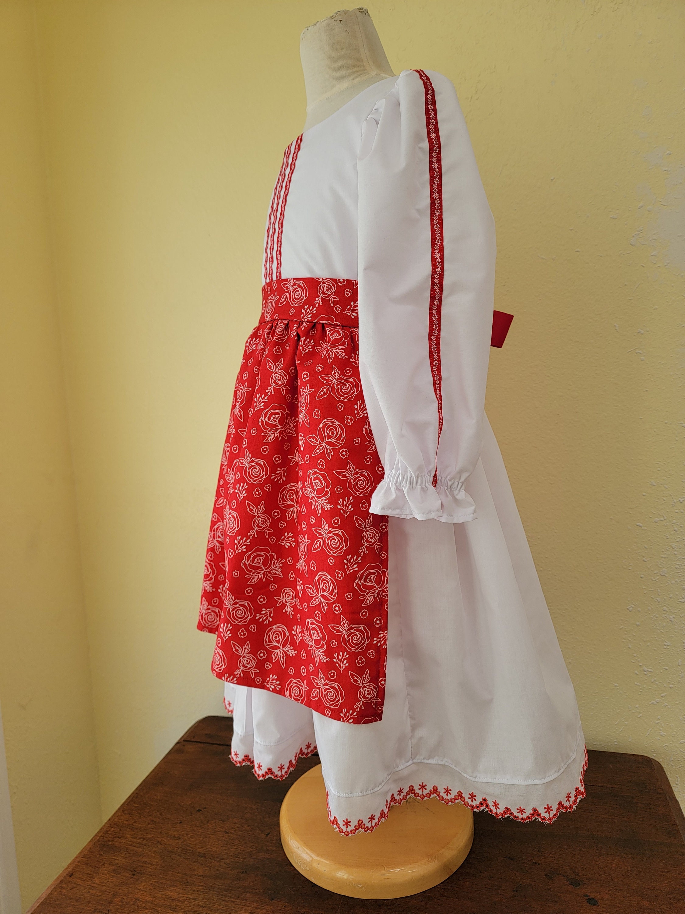Girls Croatian National Folk Costume Dress, White and Red, Croatia ...