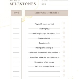 Baby Milestone Checklist 0-36 Months - Digital Download - Printable - Etsy