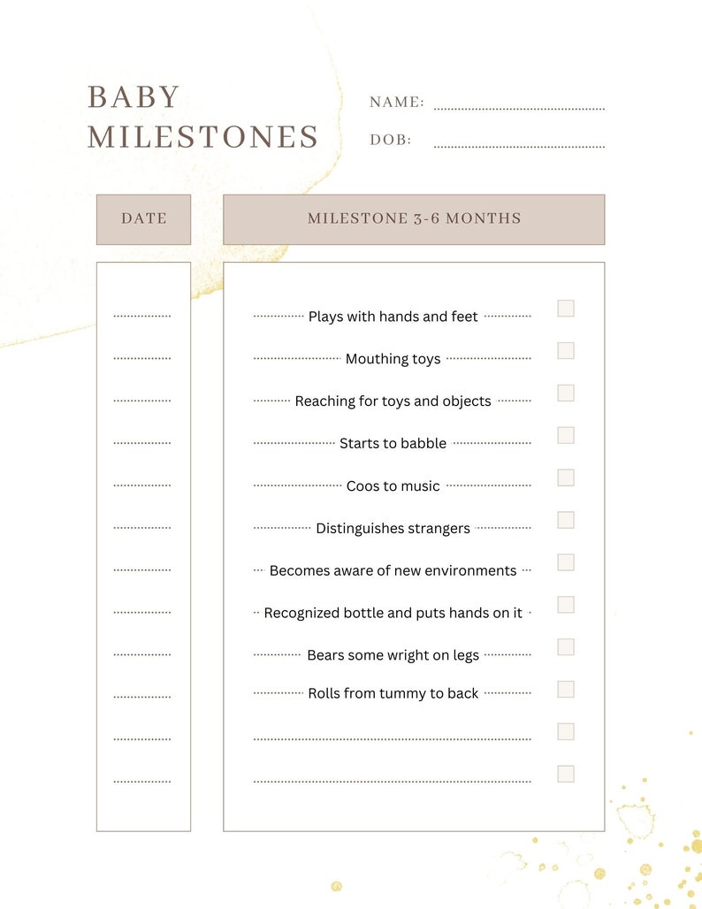 Baby Milestone Checklist 0-36 Months - Digital Download - Printable - Etsy
