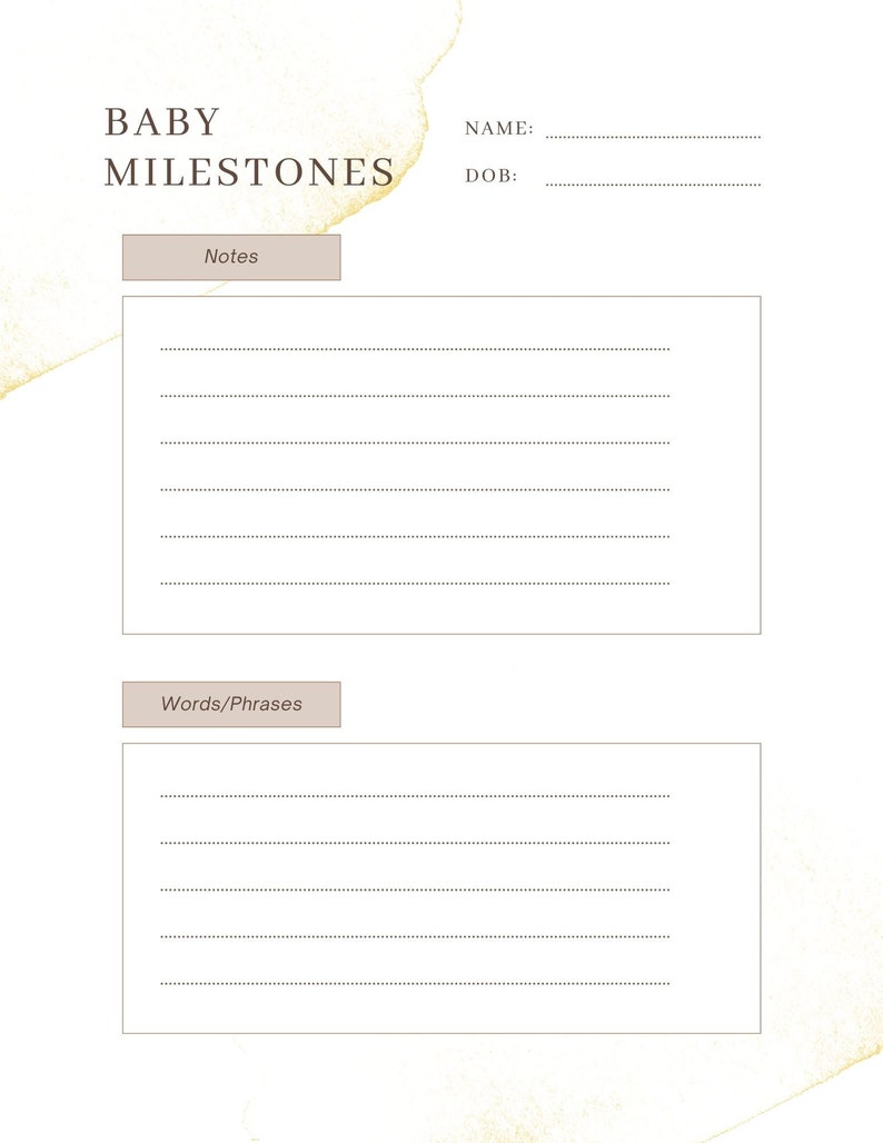 Baby Milestone Checklist 0-36 Months - Digital Download - Printable - Etsy