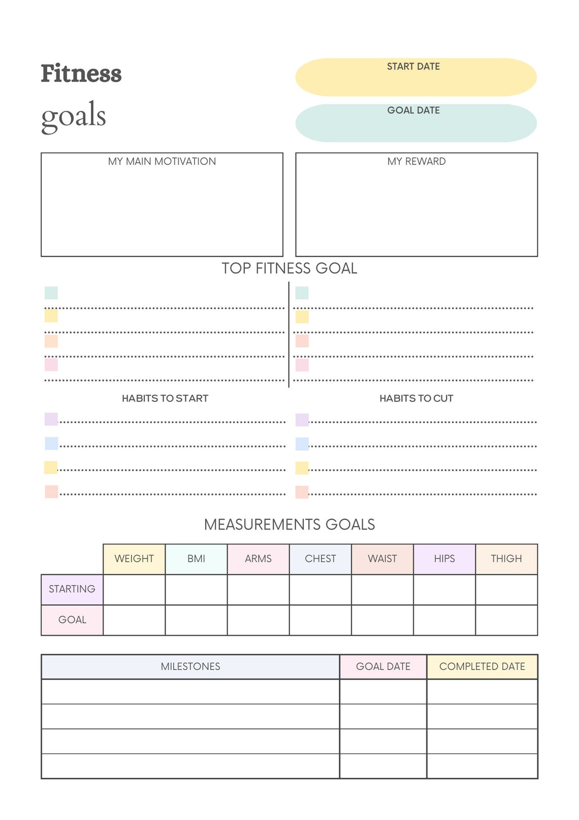 Digital Fitness Planner Fitness Journal Printable Planner Digital ...