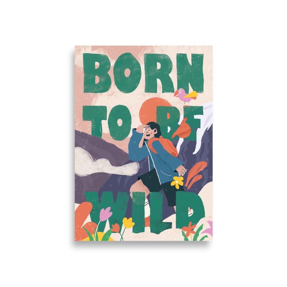 Boho 'born to Be Wild' Poster: Colorful Nature Landscape Art - Etsy