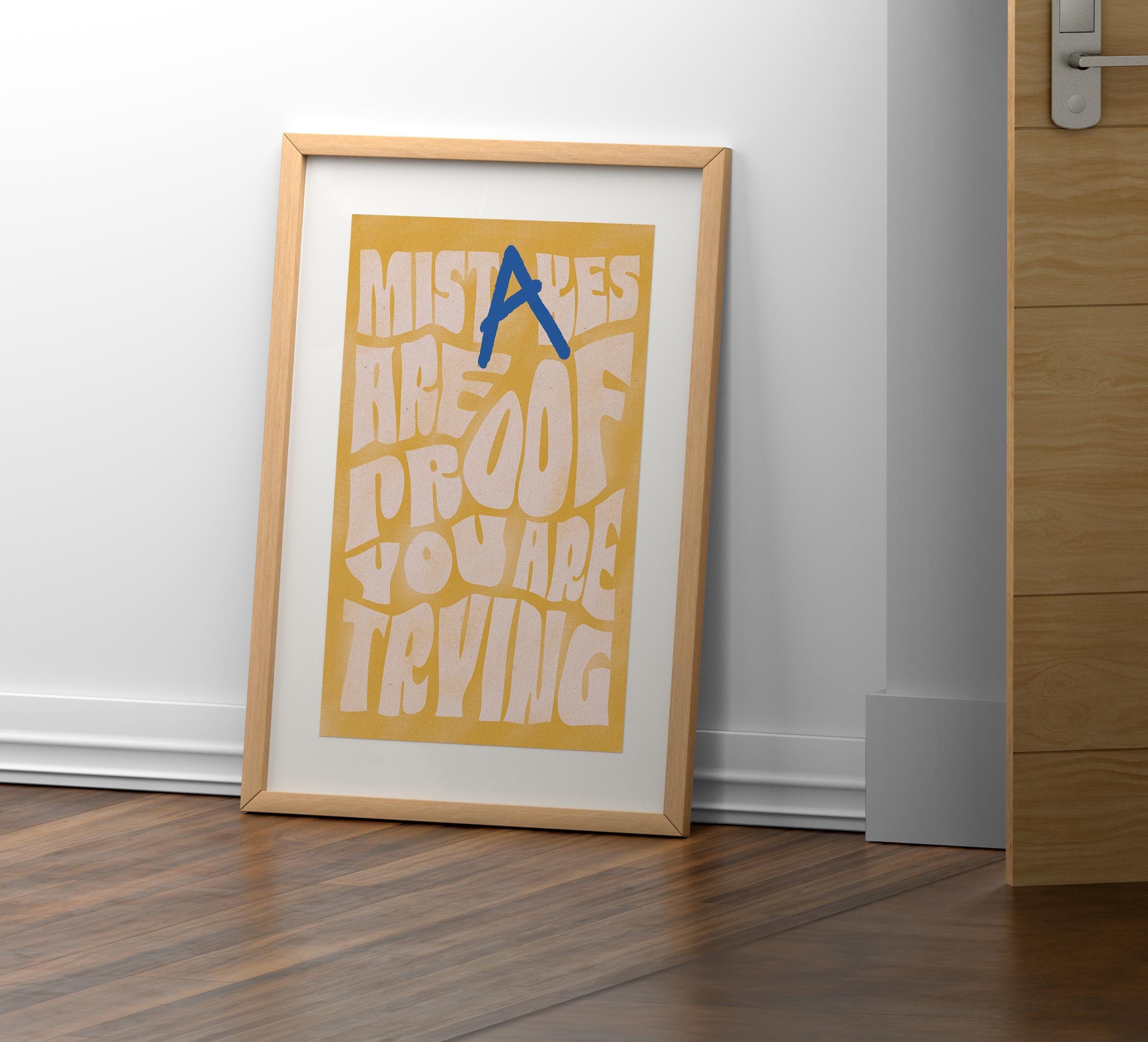 Colorful Mistakes Are Proof You Are Trying Typography Poster ...
