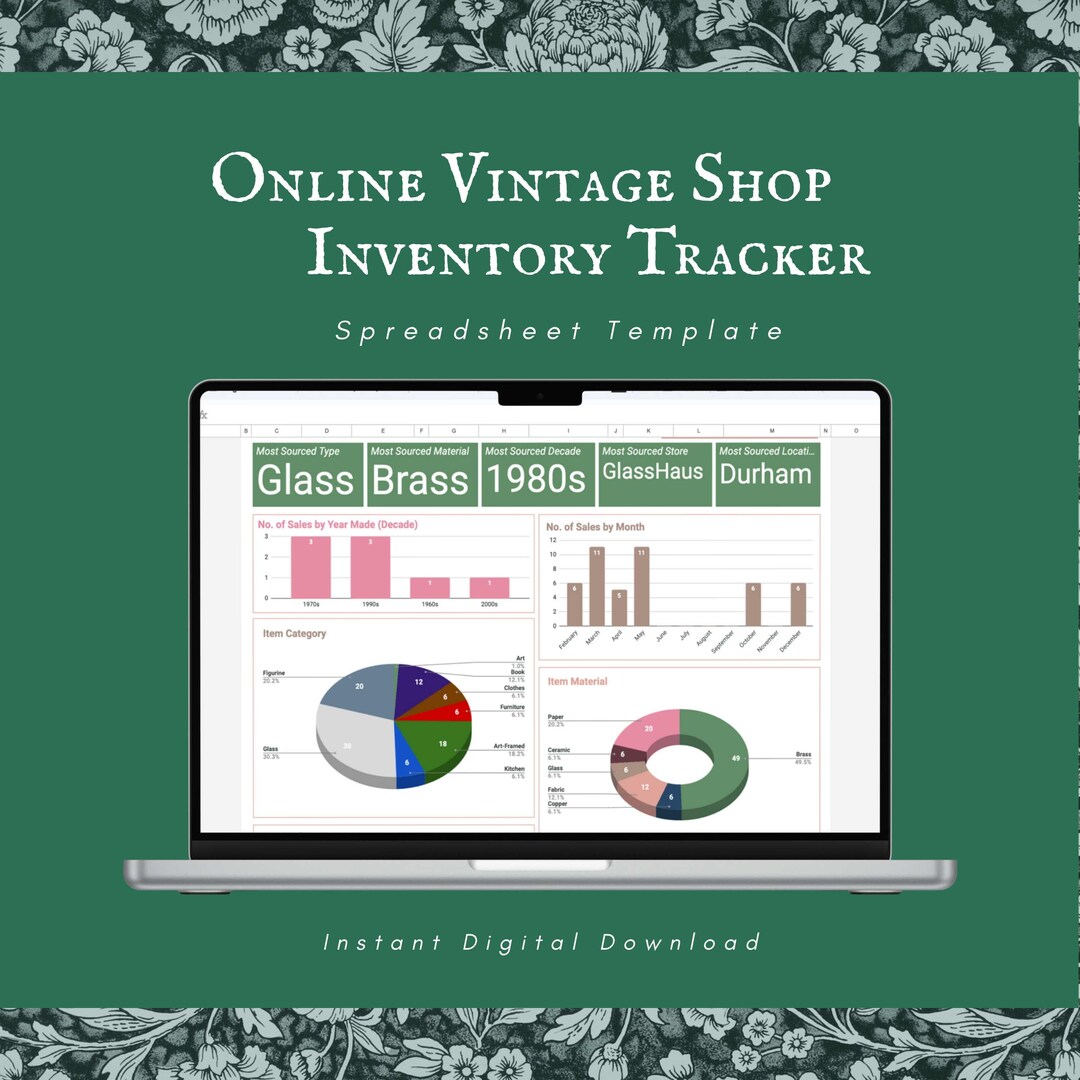 Vintage Shop Inventory Tracker: Spreadsheet Template for Small Online ...