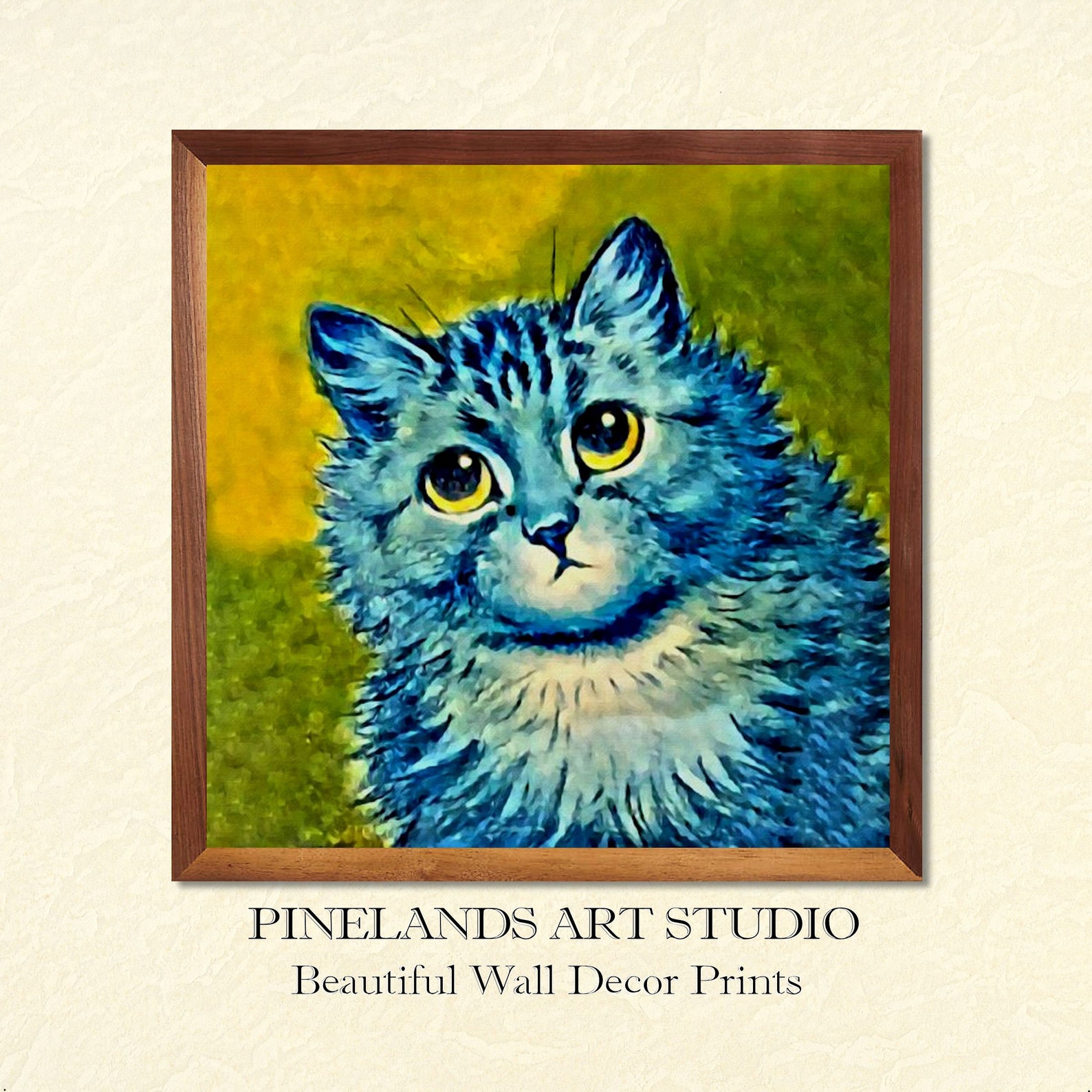 Louis Wain Blue Cat Portrait Painting Wall Art Print 1900 Antique ...