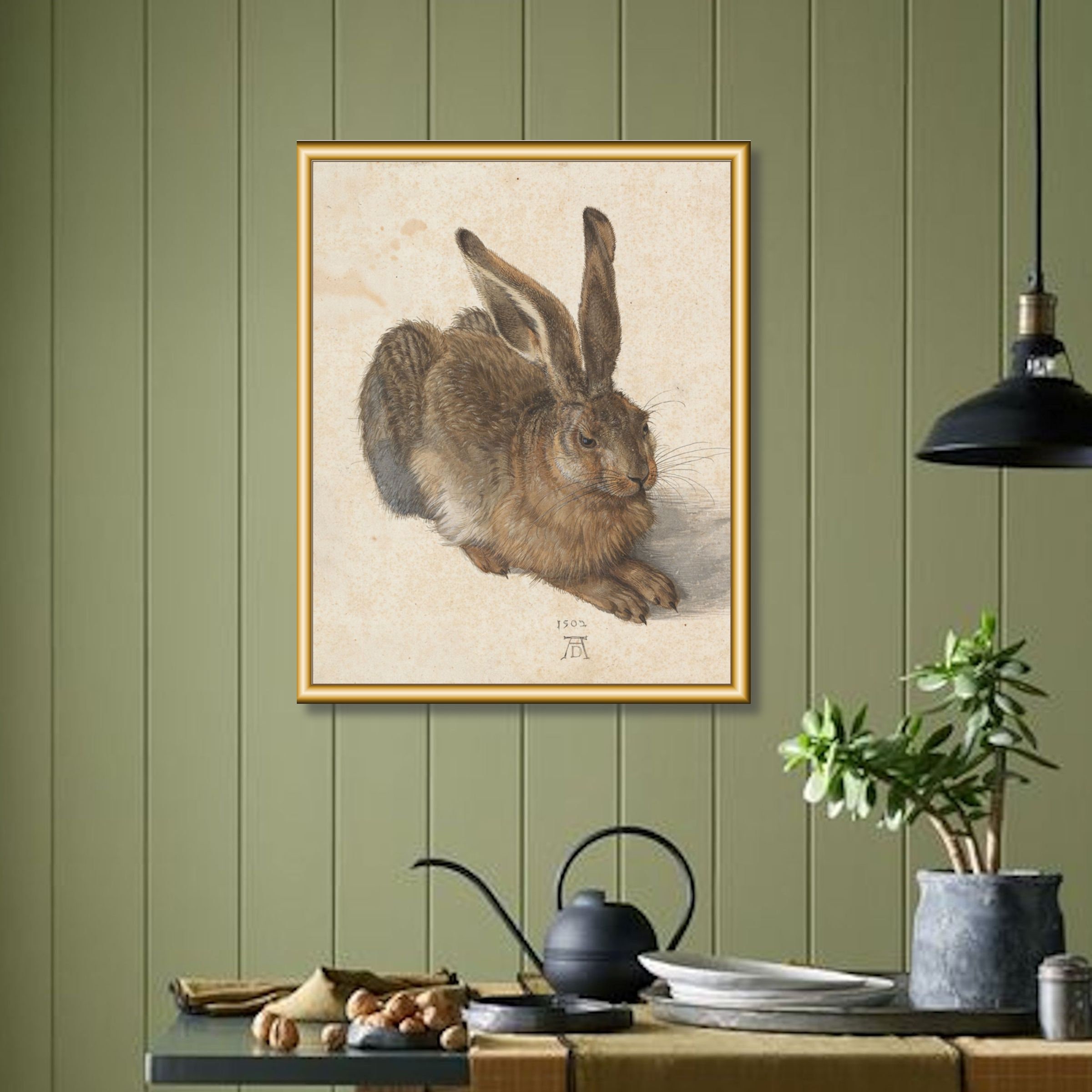 Albrecht Durer Young Rabbit Watercolor 1502 Antique Vintage Home Decor ...