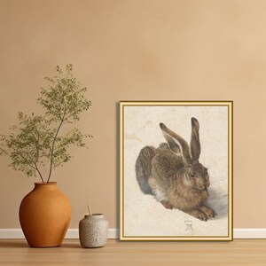 Albrecht Durer Young Rabbit Watercolor 1502 Antique Vintage Home Decor ...