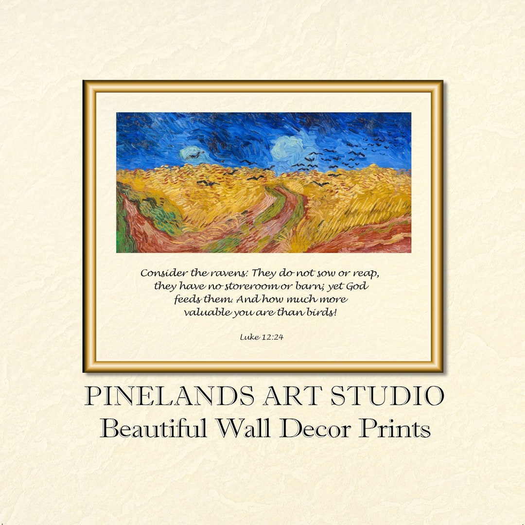 Van Gogh Ravens Wheatfield Wall Art Print Bible Verse 1890 Scripture ...