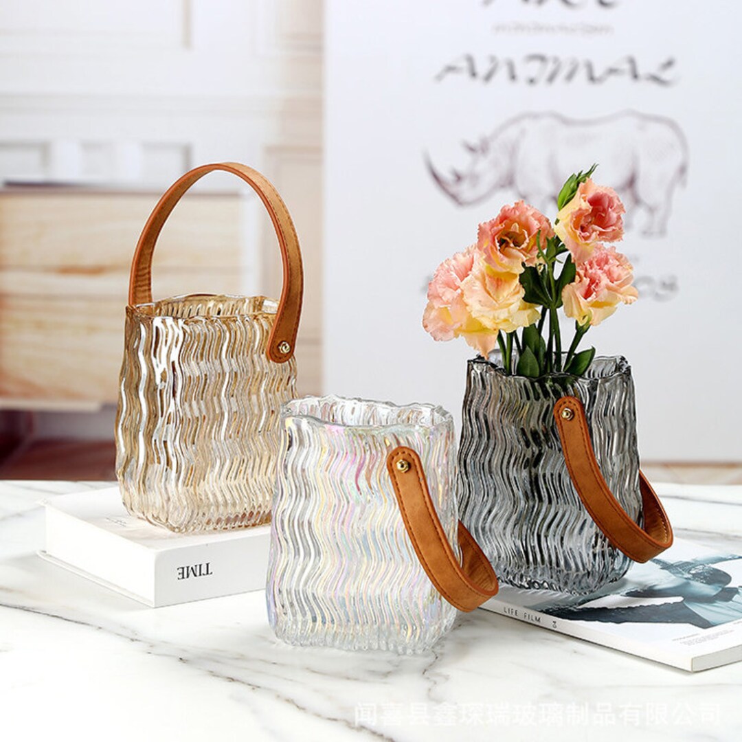 Simple Wavy Bag Glass Vasecreative Hand Basketflower Arrangement Dry ...