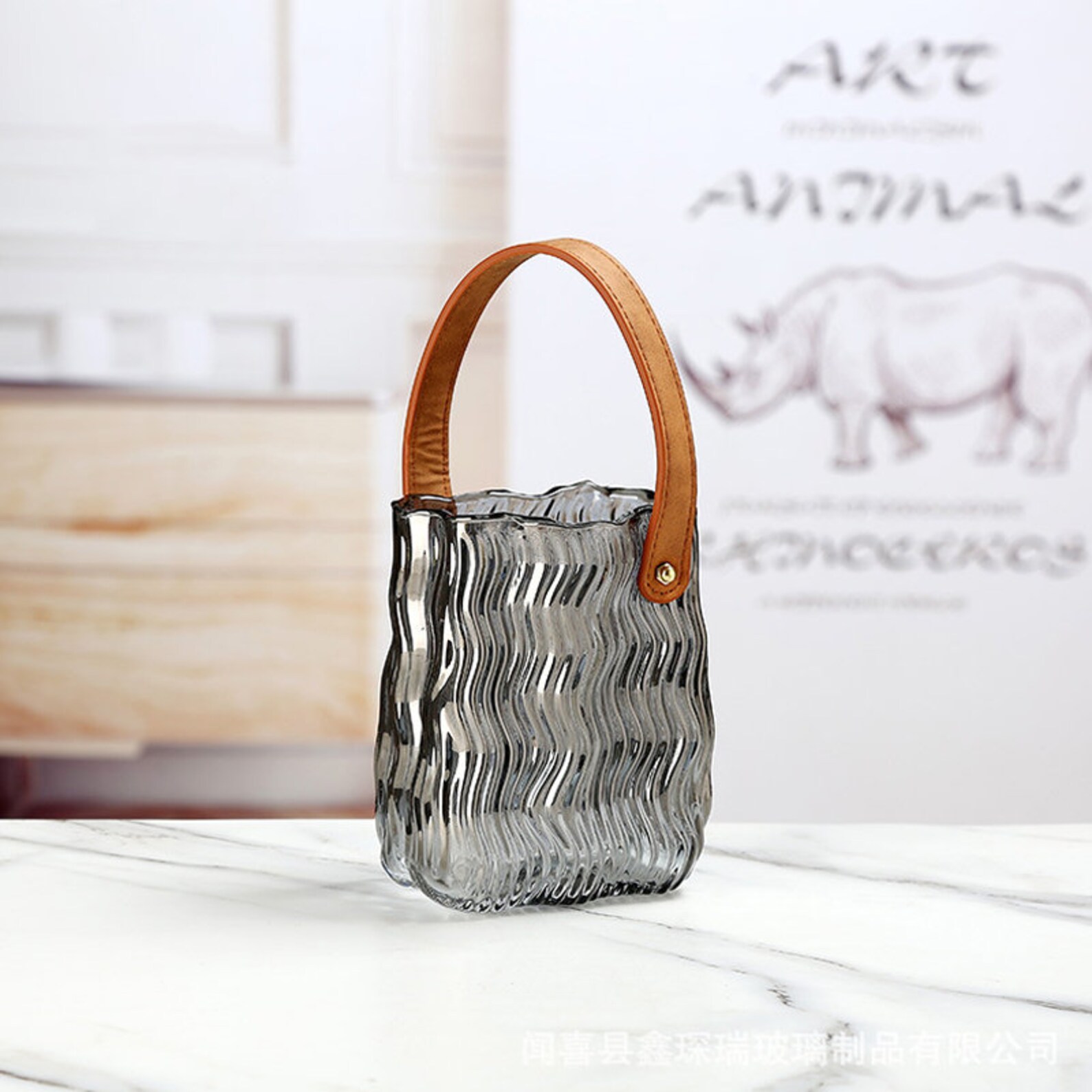 Simple Wavy Bag Glass Vasecreative Hand Basketflower Arrangement Dry ...
