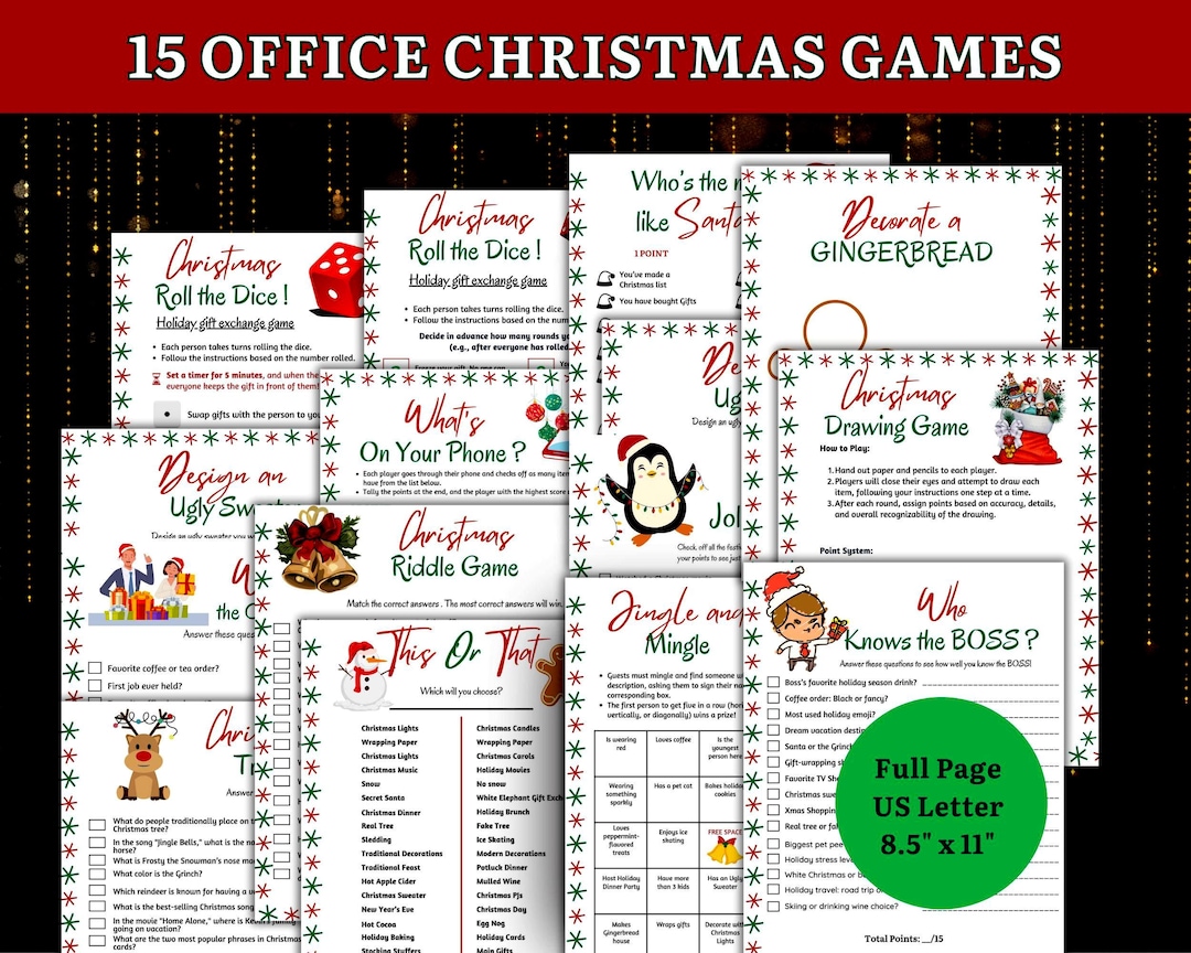 Christmas Office Party Games Printable Bundle Work Holiday Party Game ...