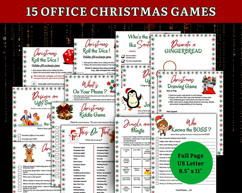 Christmas Office Party Games Printable Bundle Work Holiday Party Game ...