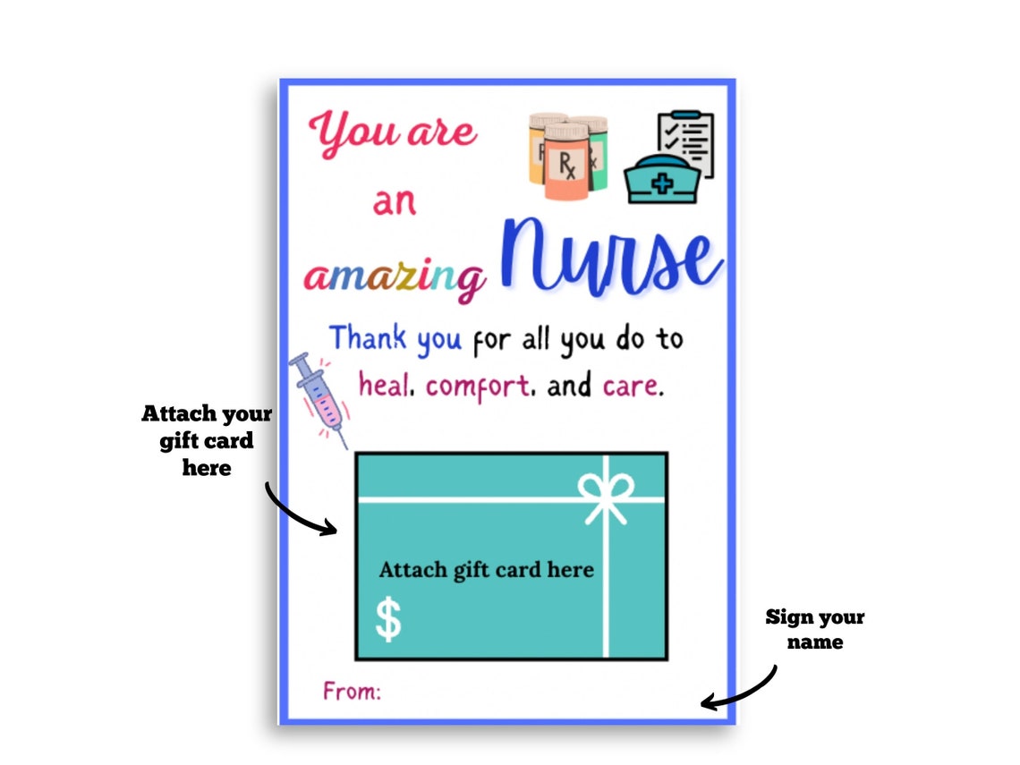Nurse Appreciation Gift-card Holder, Printable Gift for Nurse, Nurse ...
