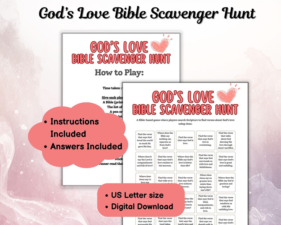 God's Love Bible Scavenger Hunt Valentine Sunday School Activity VBS ...