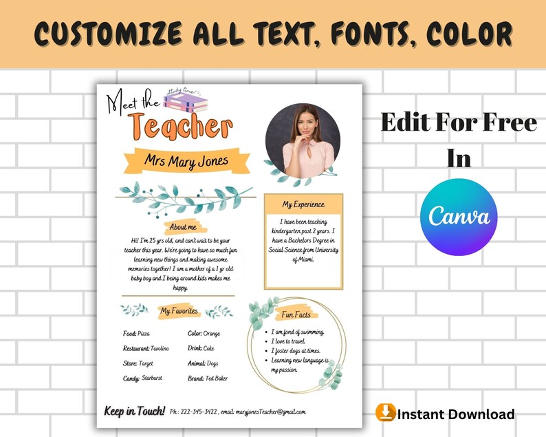 Editable Meet the Teacher | Meet the Teacher Printable | Meet the ...