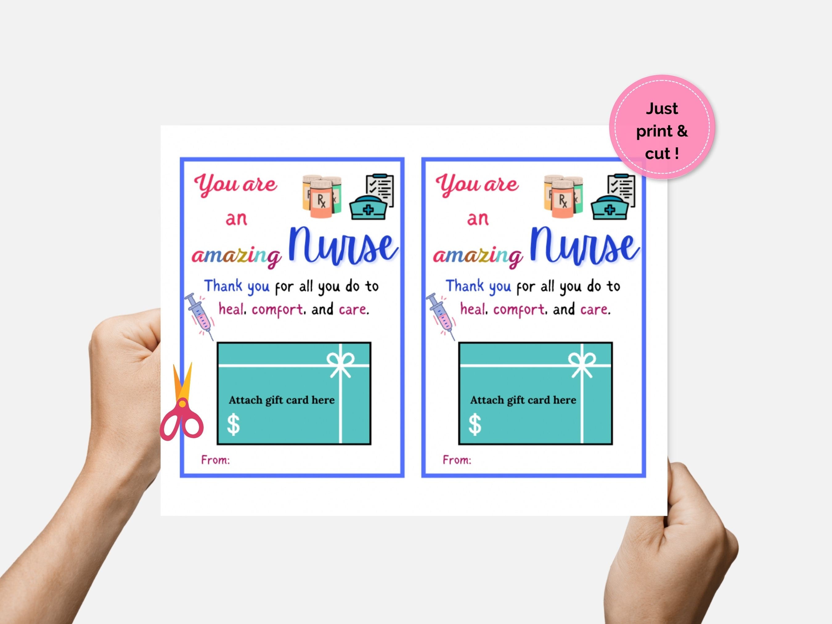 Nurse Appreciation Gift-card Holder, Printable Gift for Nurse, Nurse ...