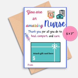Nurse Appreciation Gift-card Holder, Printable Gift for Nurse, Nurse ...