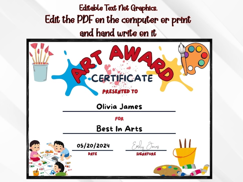 Art Award, Printable Art Award, Digital Download for Art Competitions ...