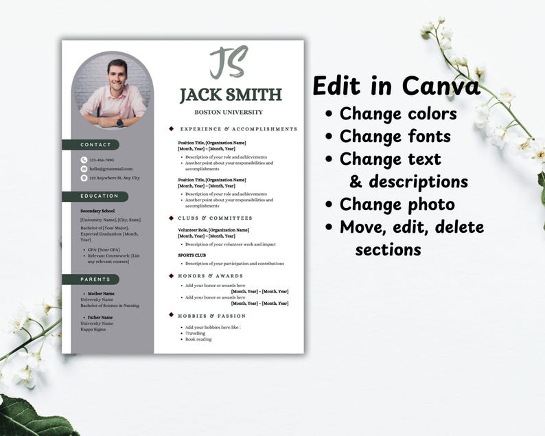 Fraternity Resume Template Canva Fraternity Rush Resume Fraternity ...