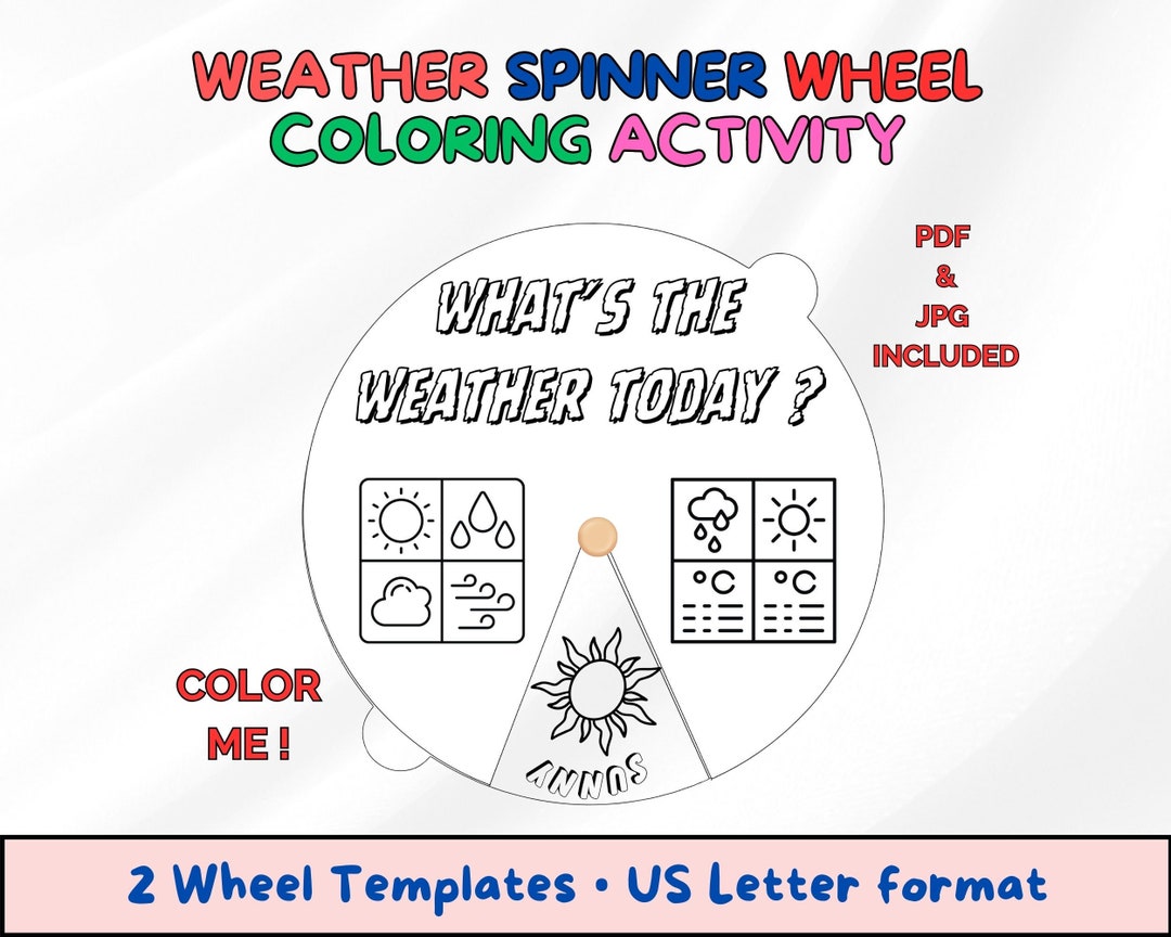 Weather Spinner Wheel Craft for Kids Weather Wheel Coloring Craft ...