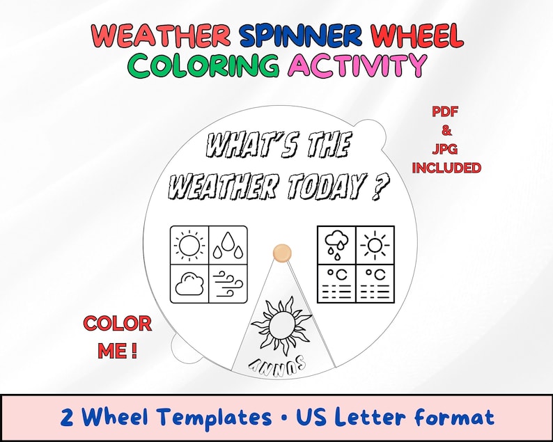 Weather Spinner Wheel Craft for Kids Weather Wheel Coloring Craft ...