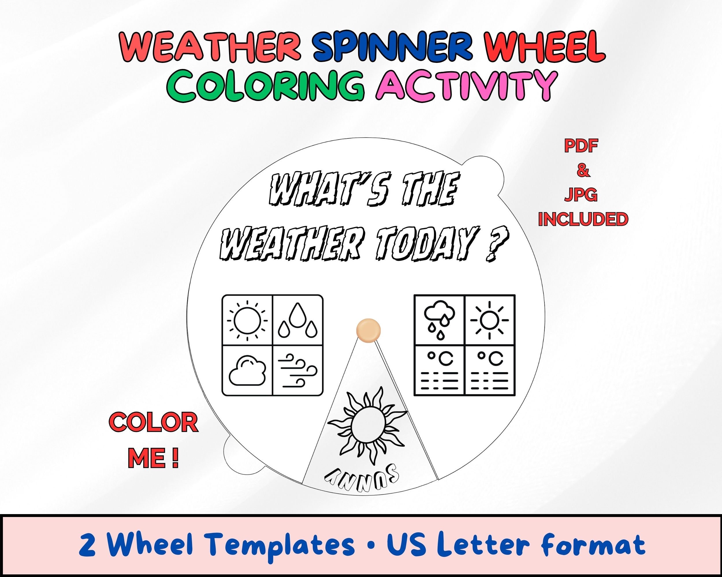 Weather Spinner Wheel Craft for Kids Weather Wheel Coloring Craft ...