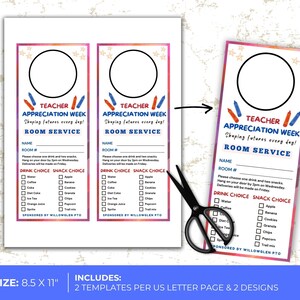 Teacher Appreciation Door Hanger, Room Service Door Hanger, Editable ...