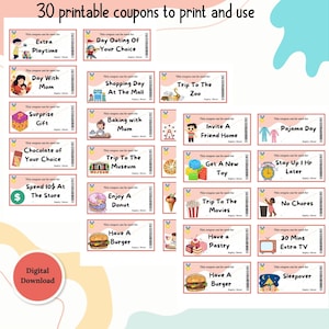 Printable Kids Reward Coupons Fun Behavior Incentive Charts for ...